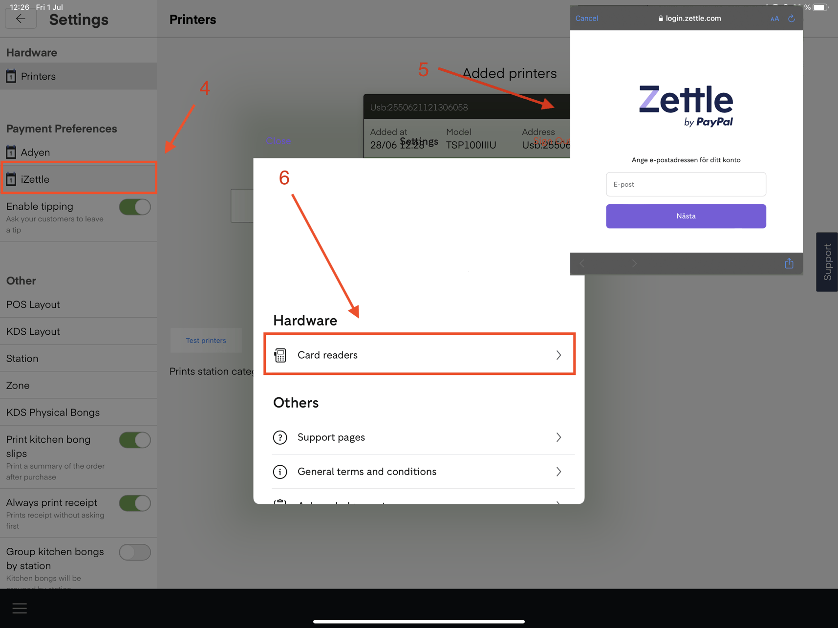 Installera Zettle terminal